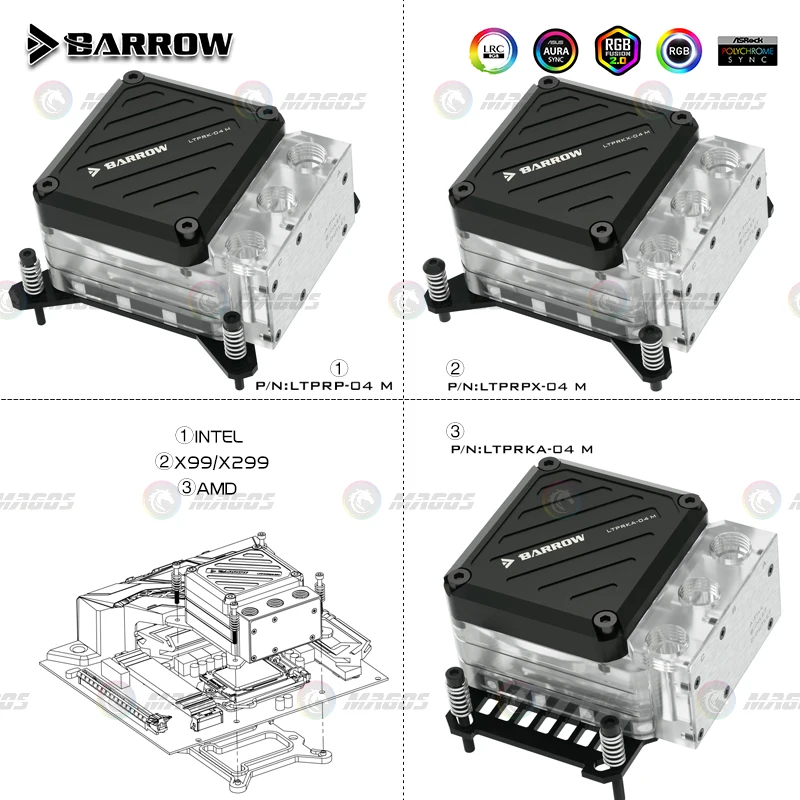 Barrow Aio Cpu Water Block+10w Pwm Pump For Intel1200 115x 1700,amd Am3 ...