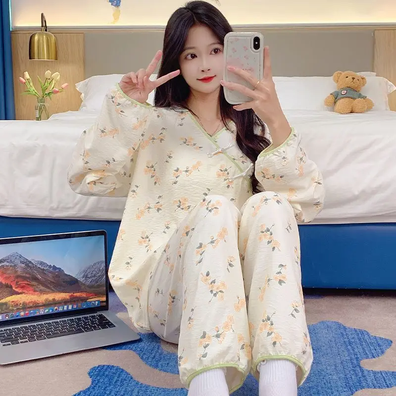 Women's Pajamas High-end Chinese Style Can Be Worn Outside in Winter ...