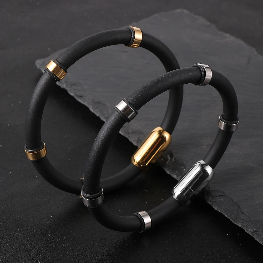 2022-New-Design-Anti-Static-Silicone-Rope-Bracelets-Gold-Silver-Color ...