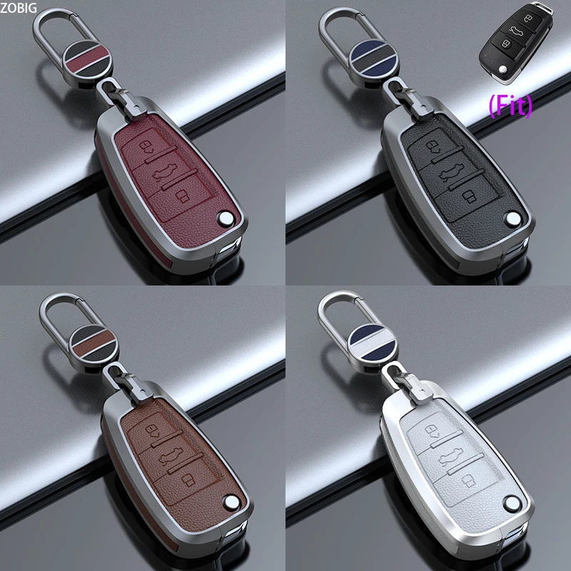 ZOBIG-For-Audi-Key-Fob-Cover-Car-Key-Case-Shell-with-Keychain-fit-Audi ...
