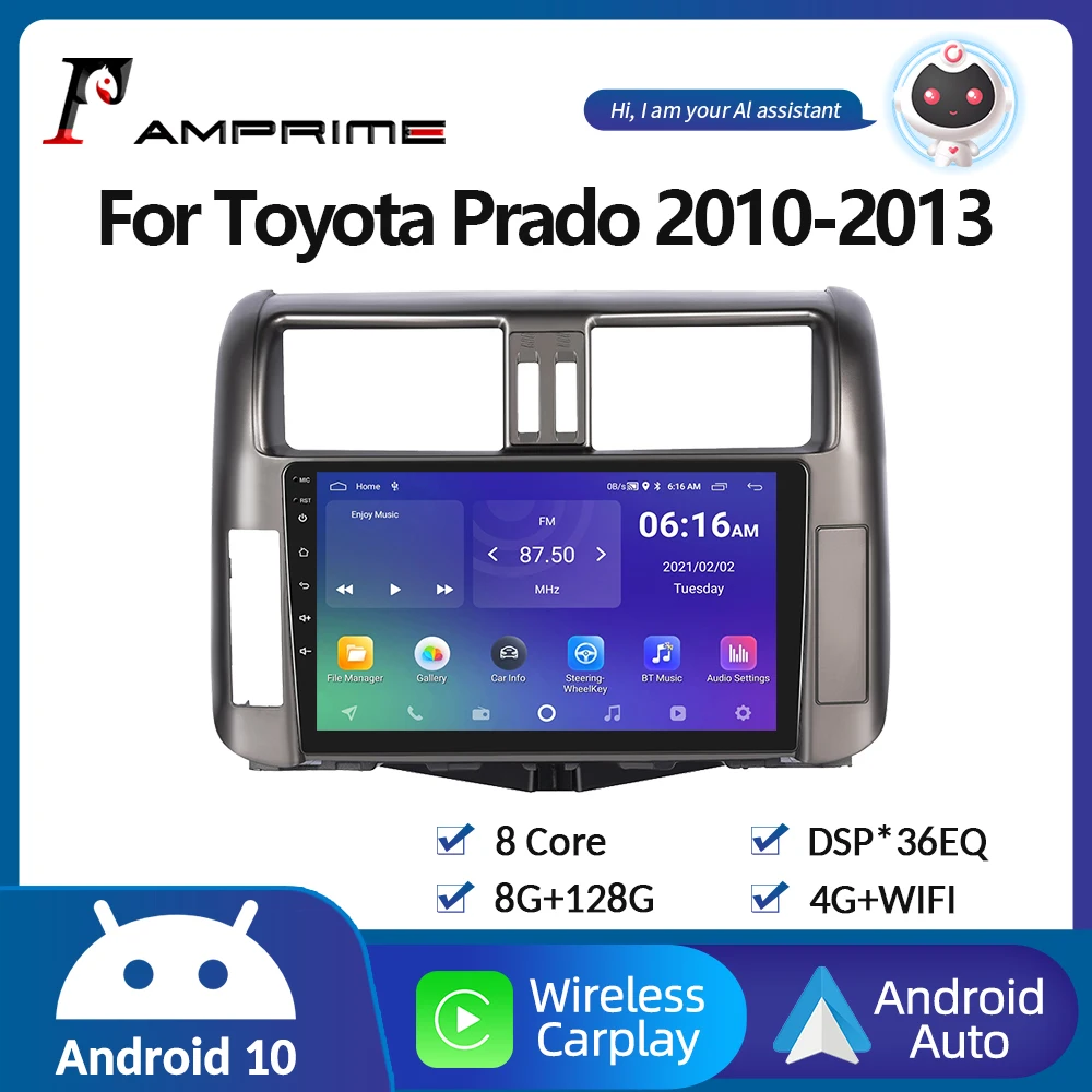 AMPrime 2din Android 11 Car Radio For Toyota Prado 2010 2013 Multimedia ...