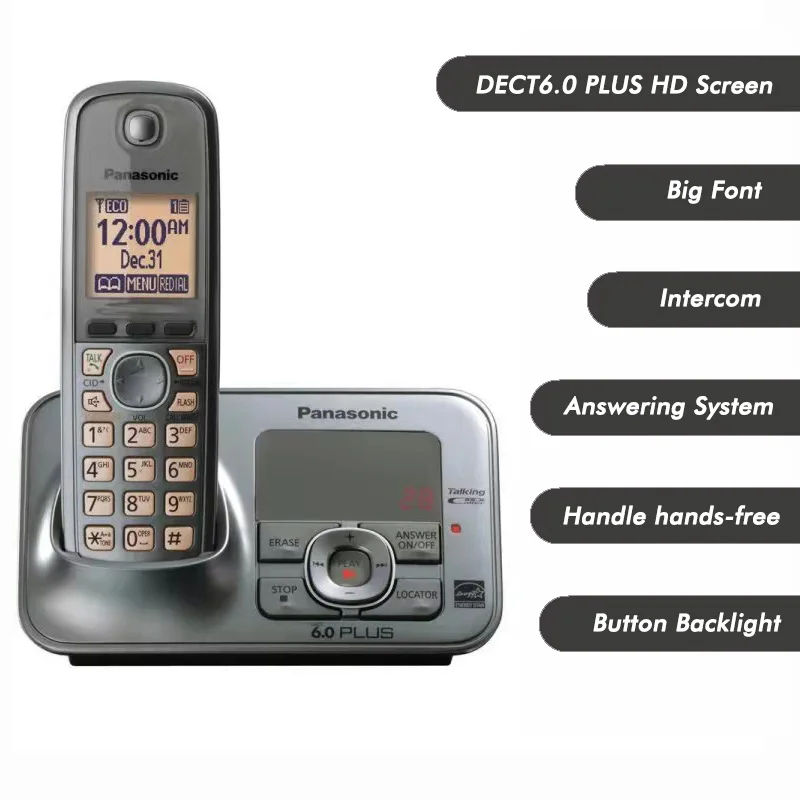 Dect 6.0 telefone sem fio digital com sistema de resposta chamada id ...