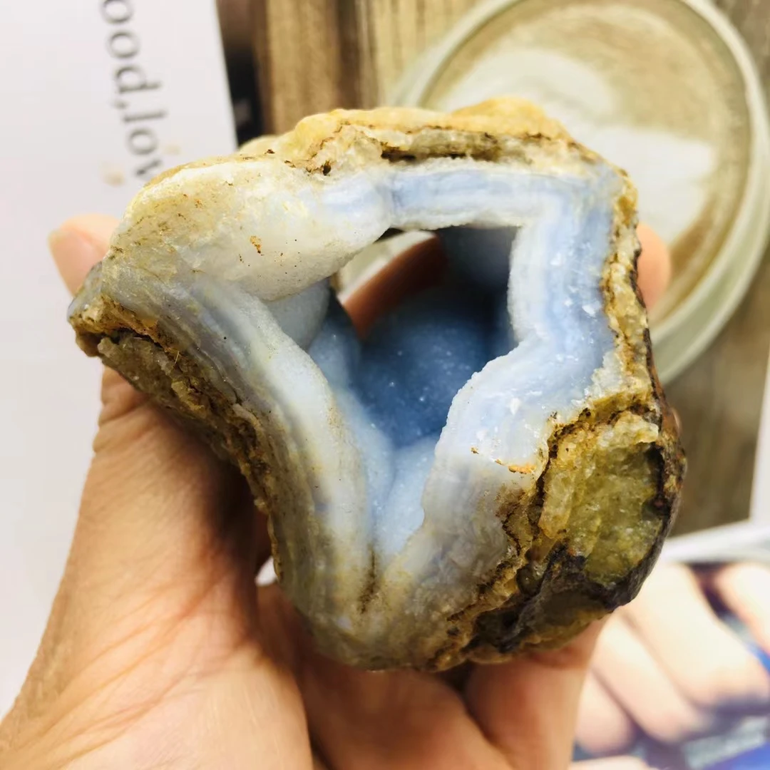 Natural Raw Blue Lace Agate Chalcedony Geode Gemstone Lrregular Rough ...