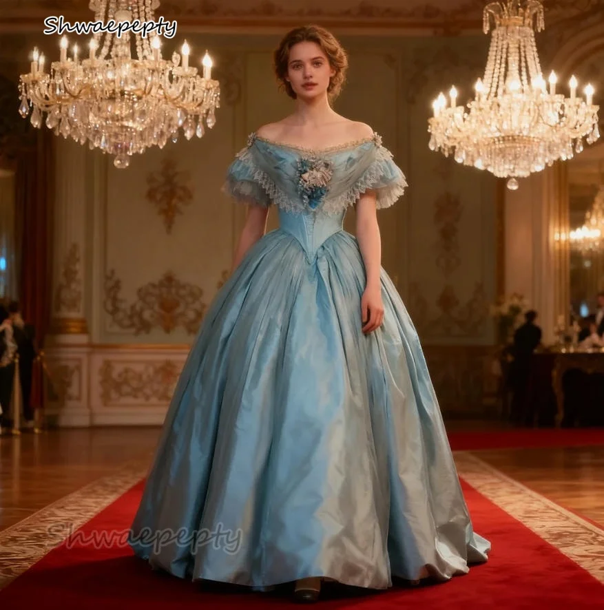 Medieval Victorian Prom Dress Short Sleeves Princess Evening Gowns ...