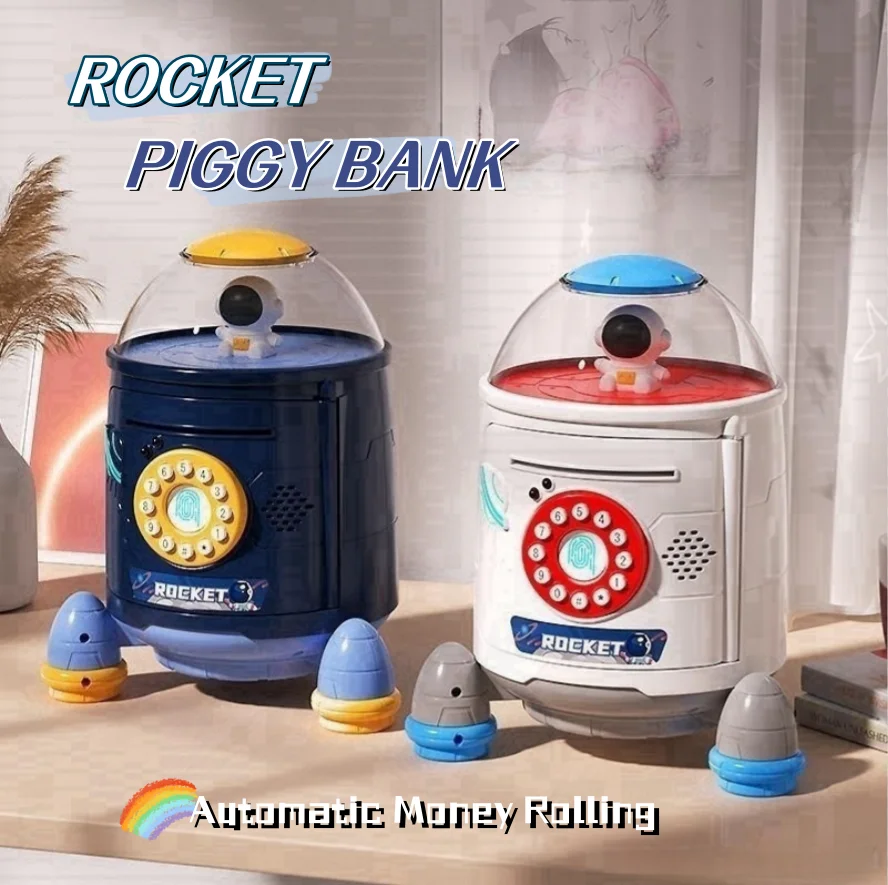 Intelligence-Cash-Money-Box-Fingerprint-Piggy-Bank-Rocket-ATM-For ...