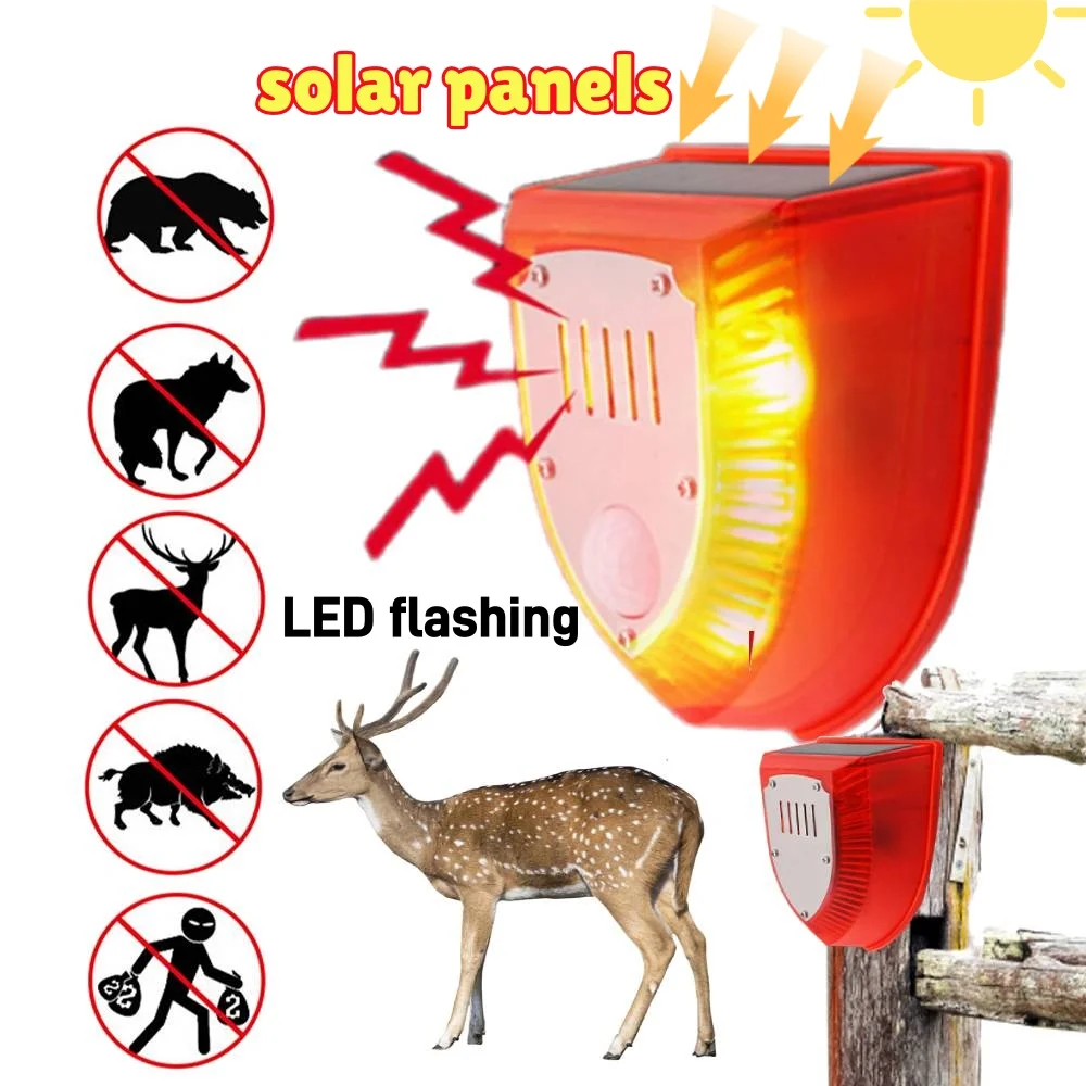 Solar Animal Repeller PIR Motion Sensor Sound Light Alarm Lamp ...