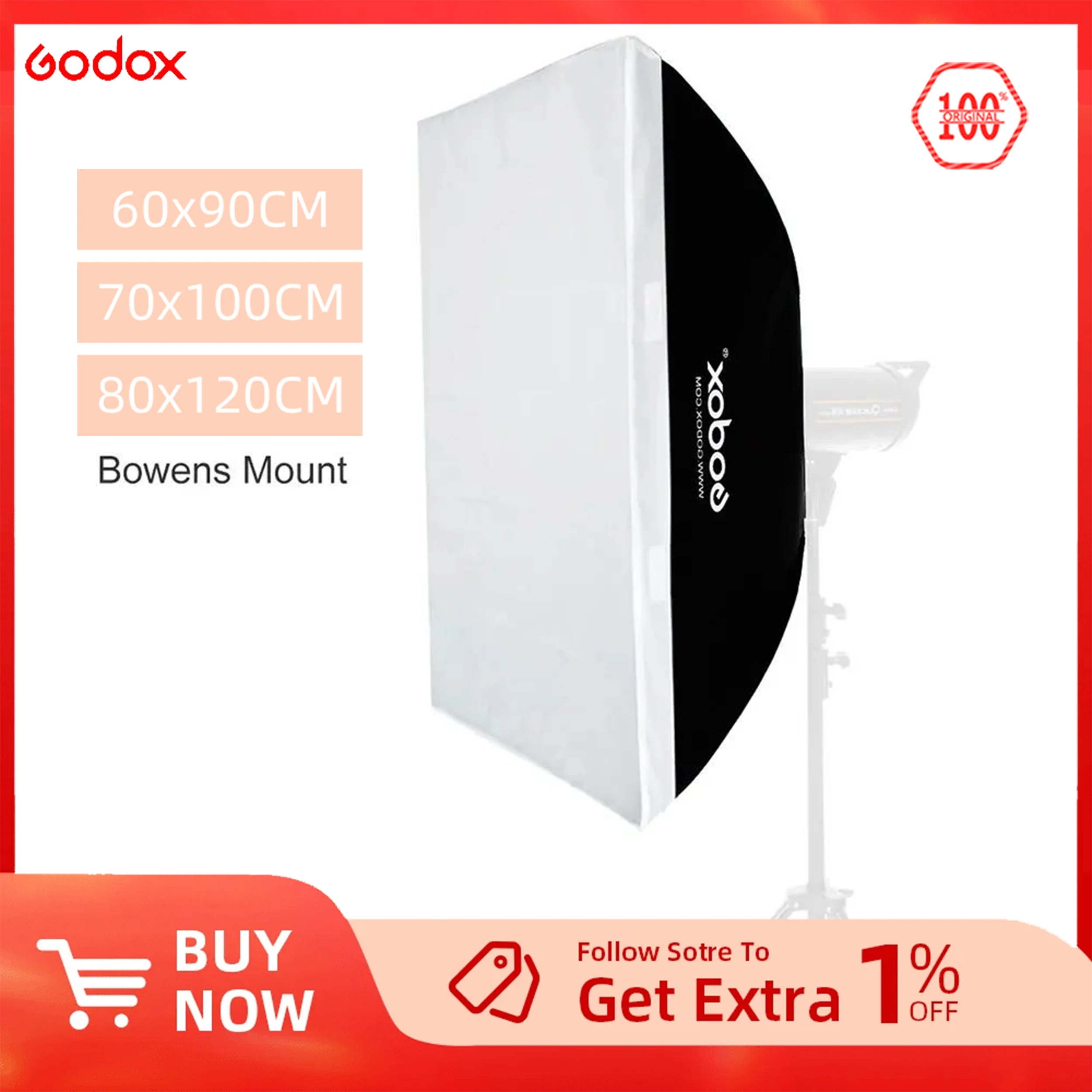 Softbox-Godox-de-estudio-Rectangular-port-til-60x90cm-70x100cm-80x120cm-con-montaje-Bowens-para ...