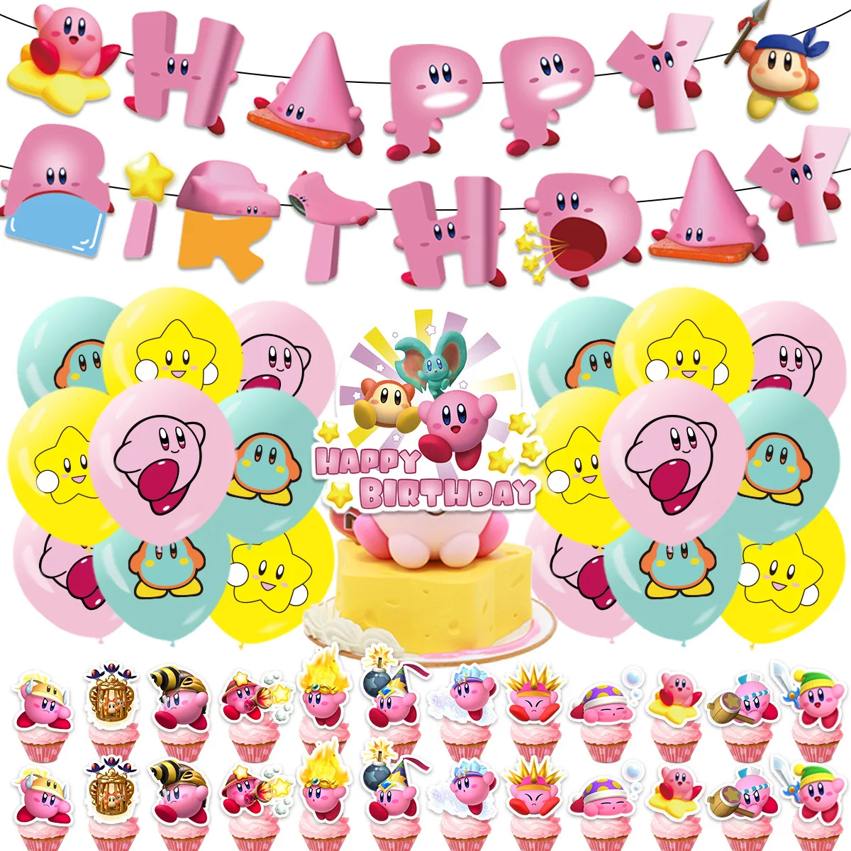 new-Kirby-Theme-Game-Birthday-Party-Decorations-Set-Balloons-Cake ...