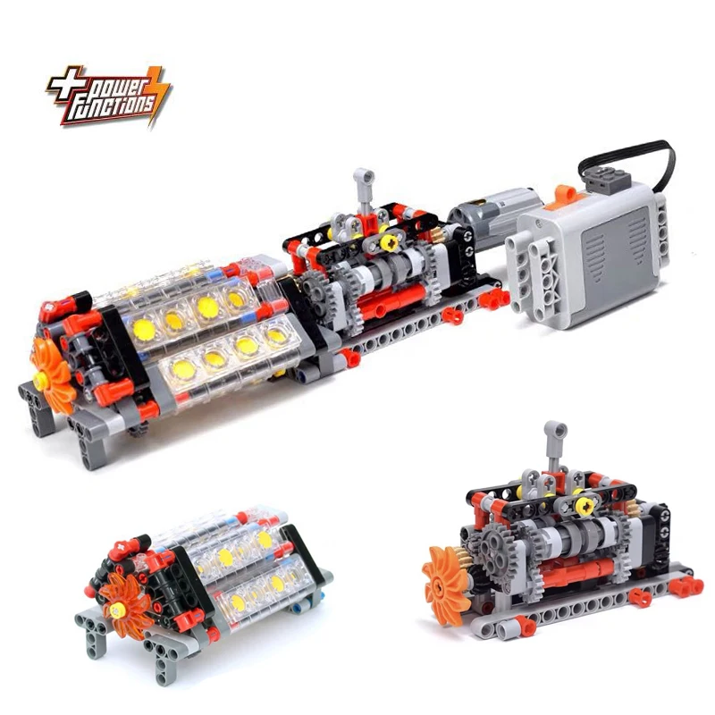 MOC-six-speed-transmission-V16-transparent-engine-combination-building ...