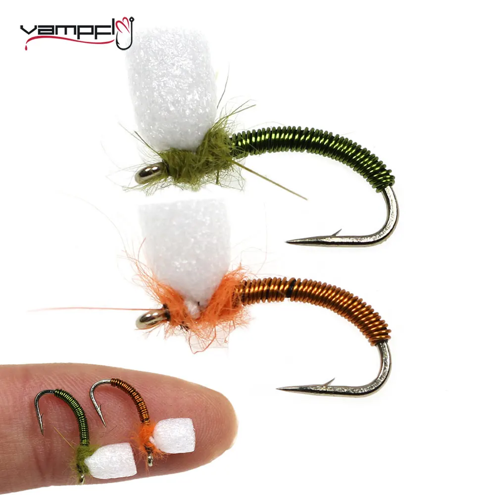 Vampfly-6pcs-12-White-Foam-Head-Suspender-Buzzers-Fly-Barbed-Fly-Tying ...