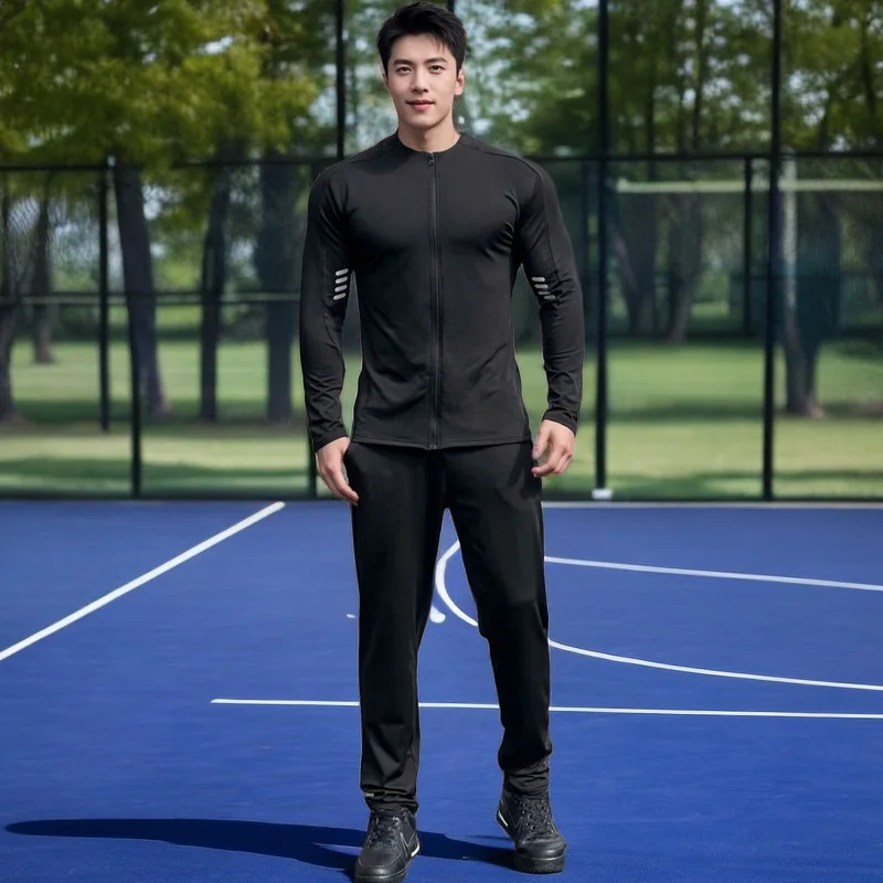 Tracksuit-Men-2-Pieces-Set-Gym-Zipper-Long-Sleeve-TShirt-Trousers-Sport ...