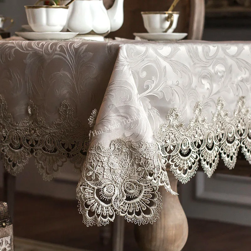 Tablecloth Little Gray Europe Luxury Embroidered Table Dining Table ...