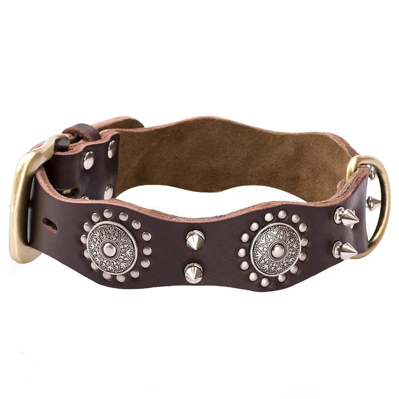 Handmade-Medium-and-Large-Dog-Collars-Anti-bite-Spike-Leather-Pet ...