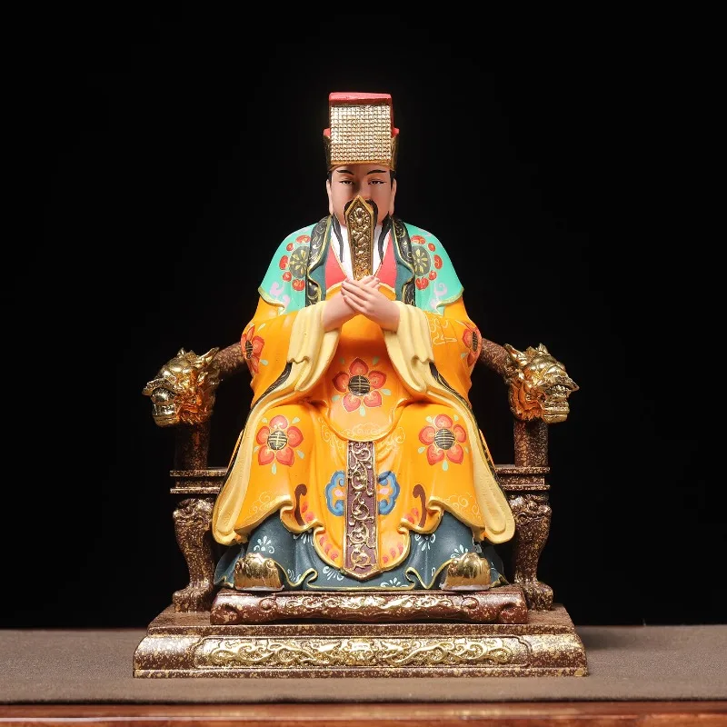 Hand Carved Wooden Painted Gilded Jade Emperor Statue Figurine - Yu ...