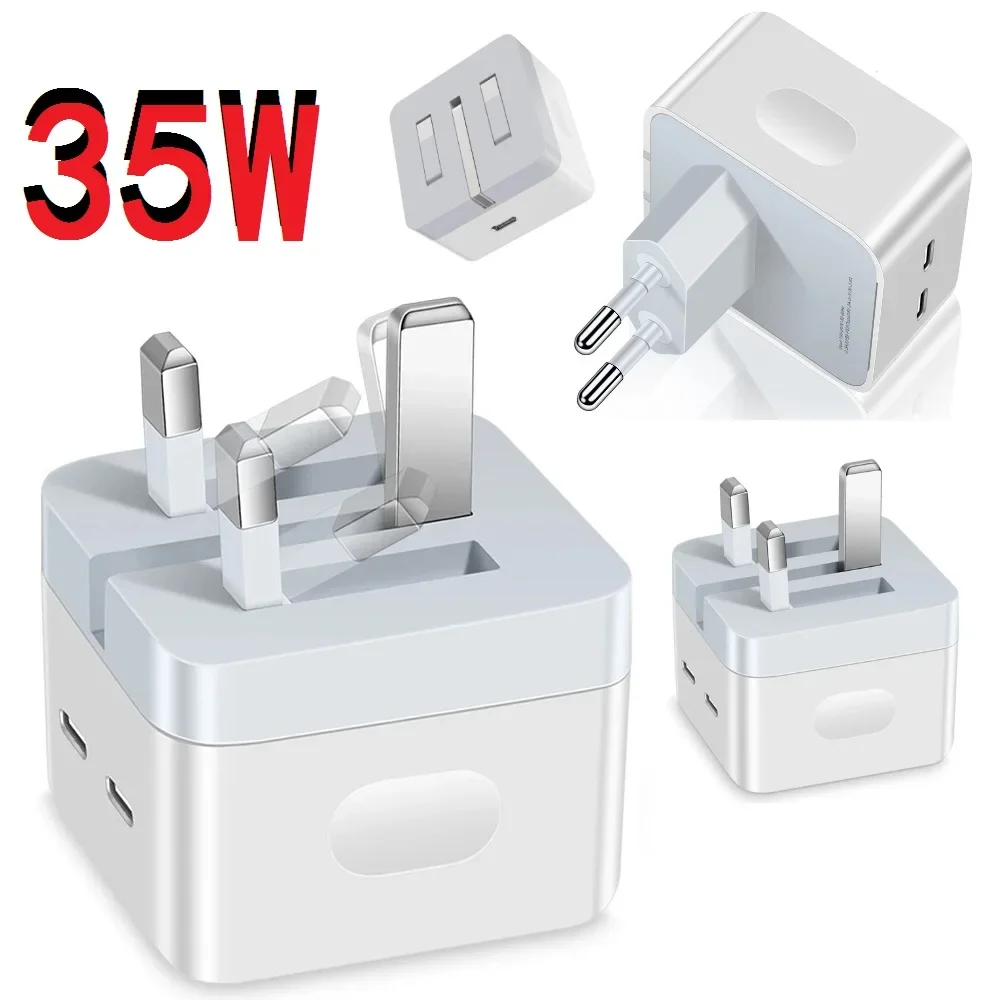 Fast-Quick-Charging-Dual-PD-USB-C-Wall-Charger-35W-Power-Adapters-Eu-UK ...