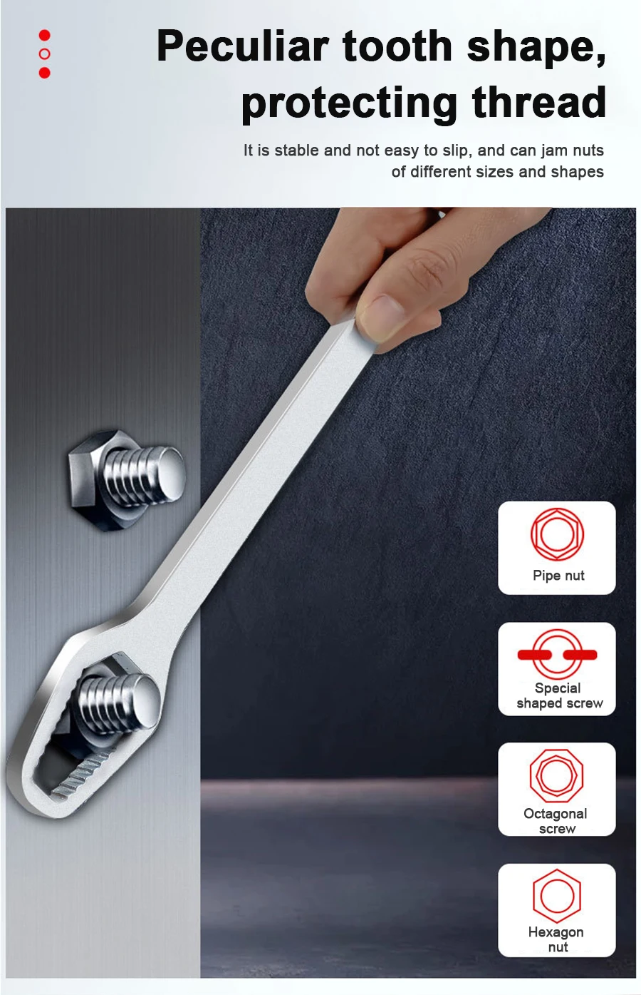 CLE A MOLETTE,03--Clé Torx universelle à cliquet auto agrippante, 8 ...