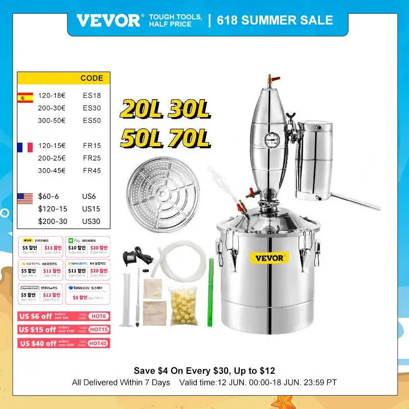 20l 30l 50l 70l Alcohol Distiller Machine Beer Brewing Equipment Diy ...