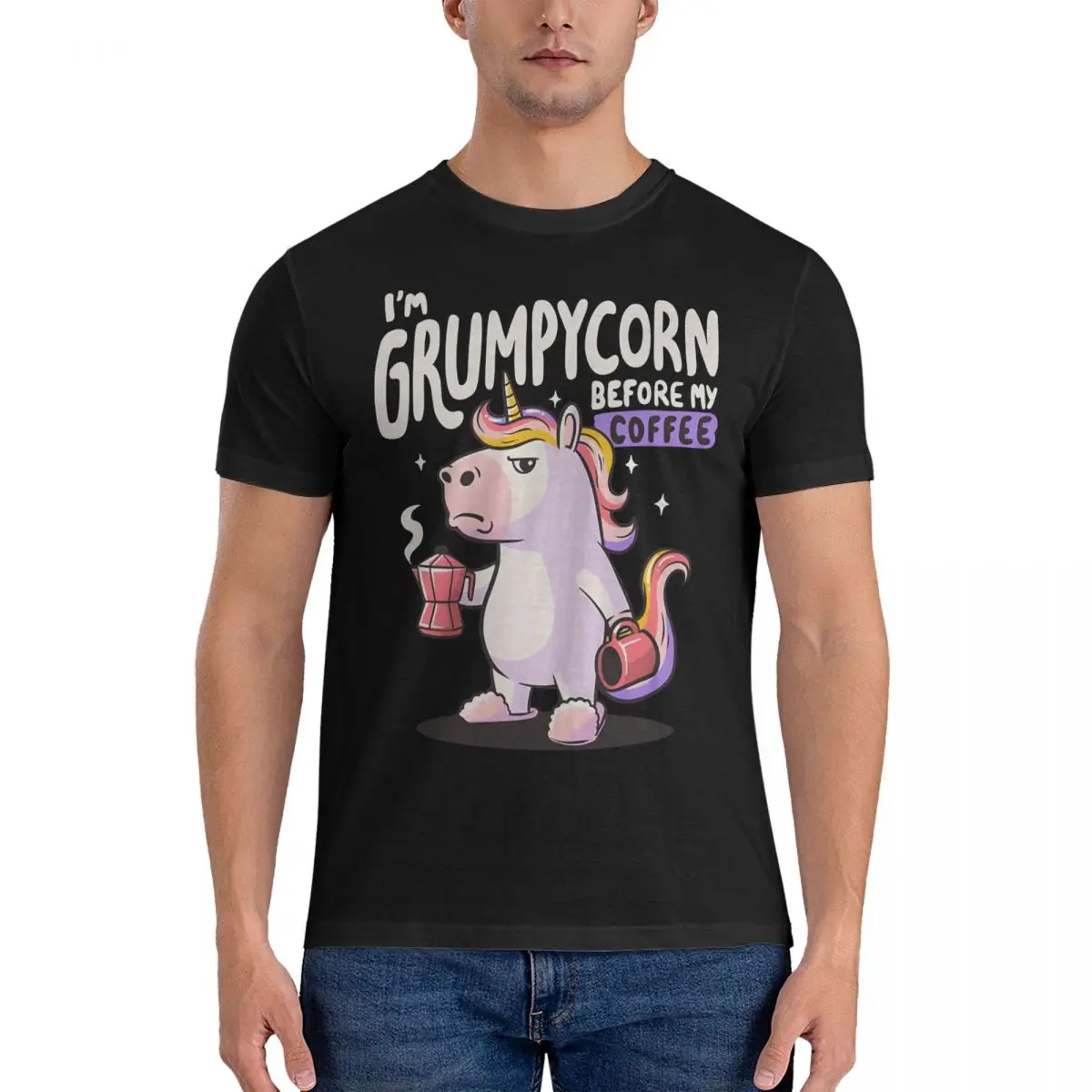 Grumpycorn-Cute-Unicorn-Coffee-T-Shirt-Men-Coffee-Novelty-Cotton-Tee ...