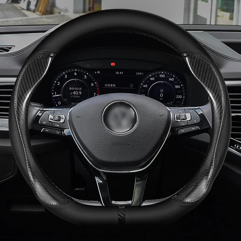 38cm Anti-Slip Leather Steering Wheel Cover for VW Sharan, Passat ...