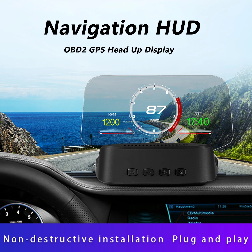 Geyiren-C2-Navigation-HUD-Windshield-Projector-OBD2-GPS-Head-Up-Display-Car-On-board-Computer ...