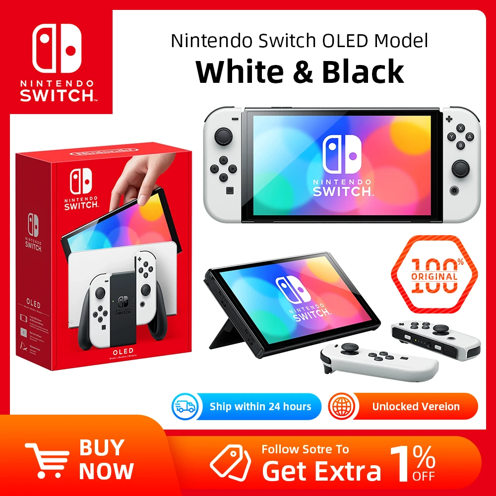 Nintendo Switch Oled Model White Set 7 Inch Screen Joy‑con Handle ...