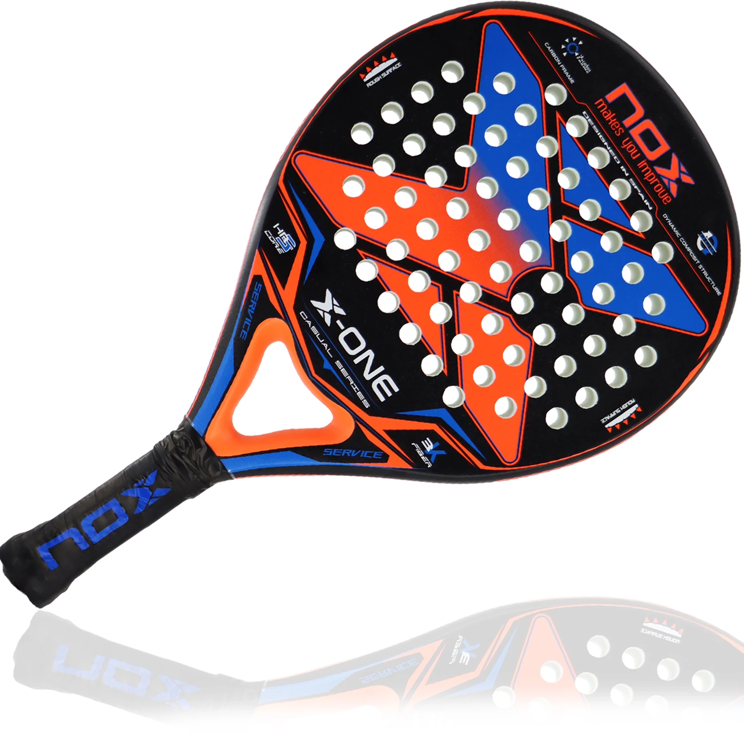 X-ONE-Tennis-Padel-Racket-3K-Carbon-Fiber-Rough-Surface-Round-Shape ...