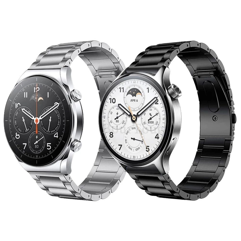 22mm Black / Silver Metal Strap For Xiaomi Watch S1 Pro Titanium ...