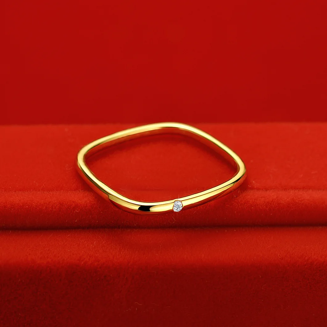 New-AU999-gold-ring-small-square-ring-female-ins-style-24K-pure-gold ...