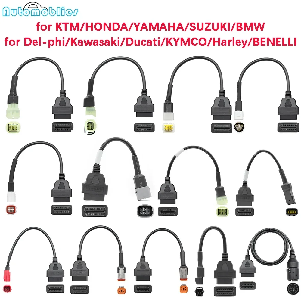 OBD2 Connector For KTM Motorcycle Motobike 6Pin For HONDA/YAMAHA/SUZUKI ...