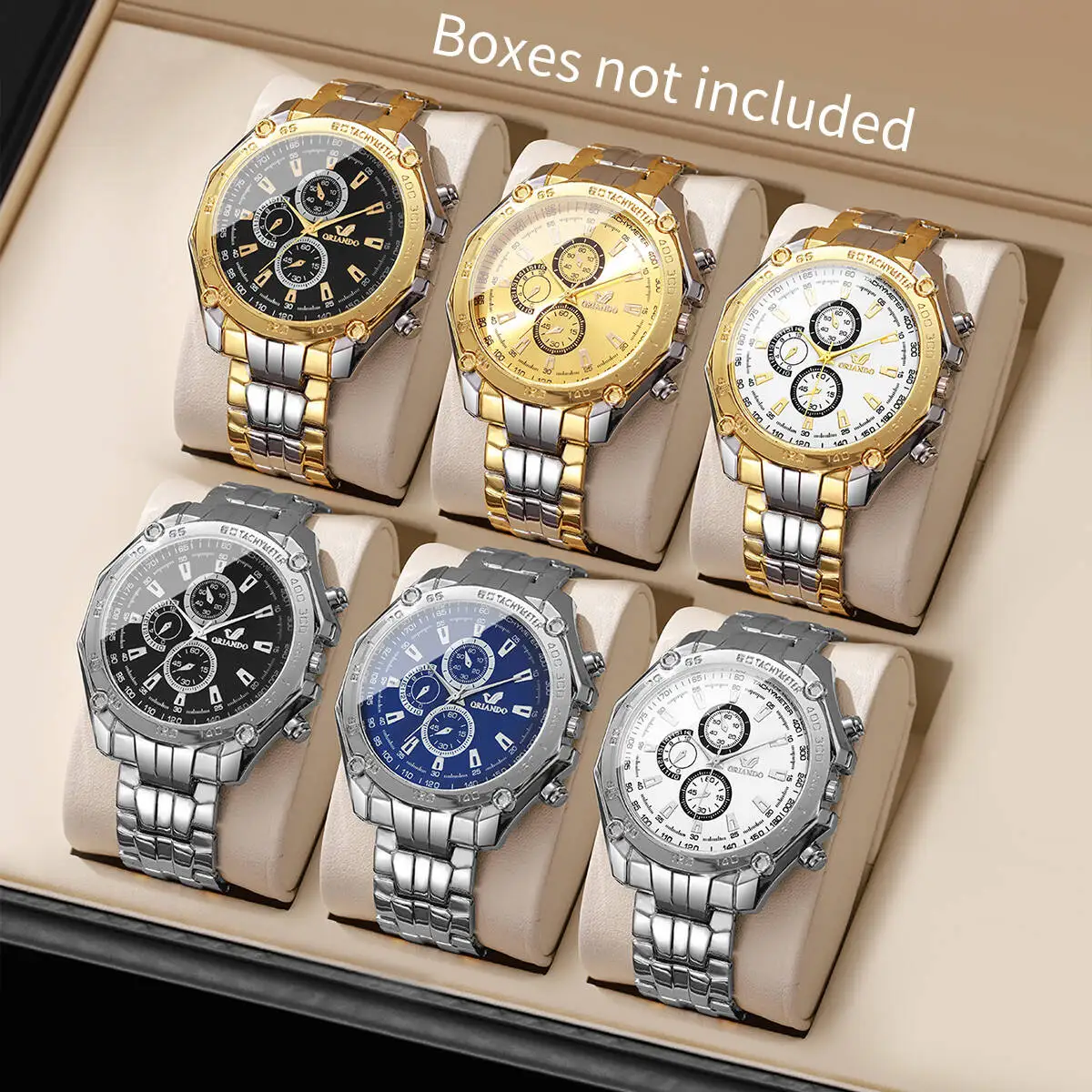 6PCS/Set Fashion Large Dial Men's Watches Luxury Business Quartz Wrist ...