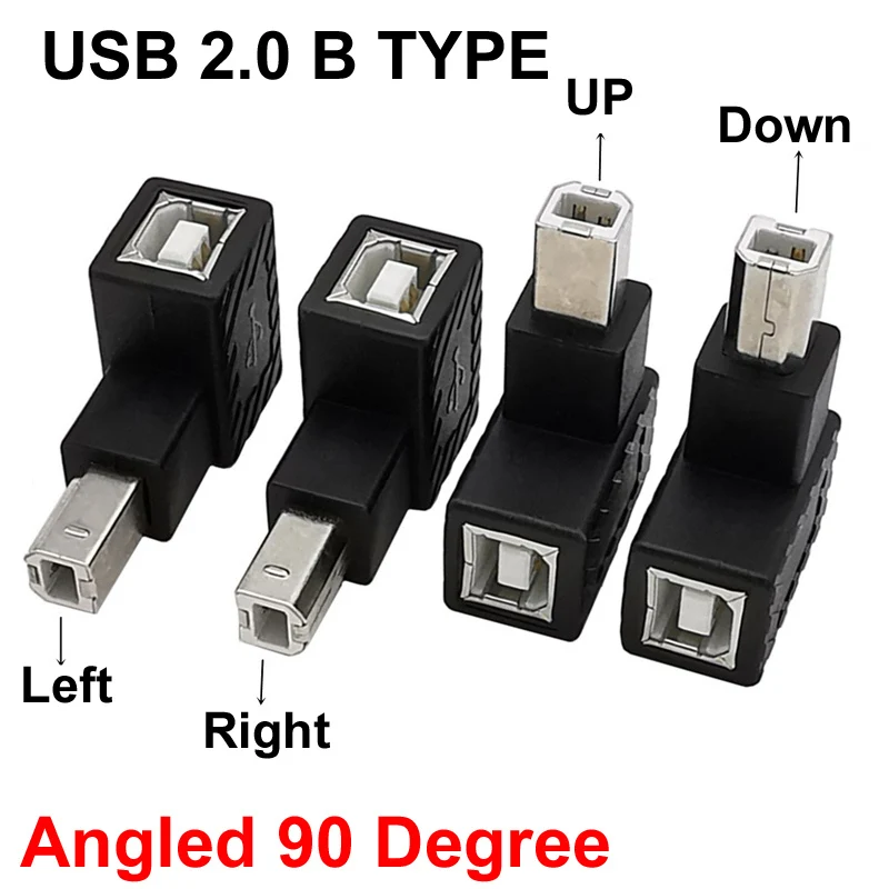 Angled 90 Degree USB 2.0 B Type Male Up Down Left Right jack Male to ...