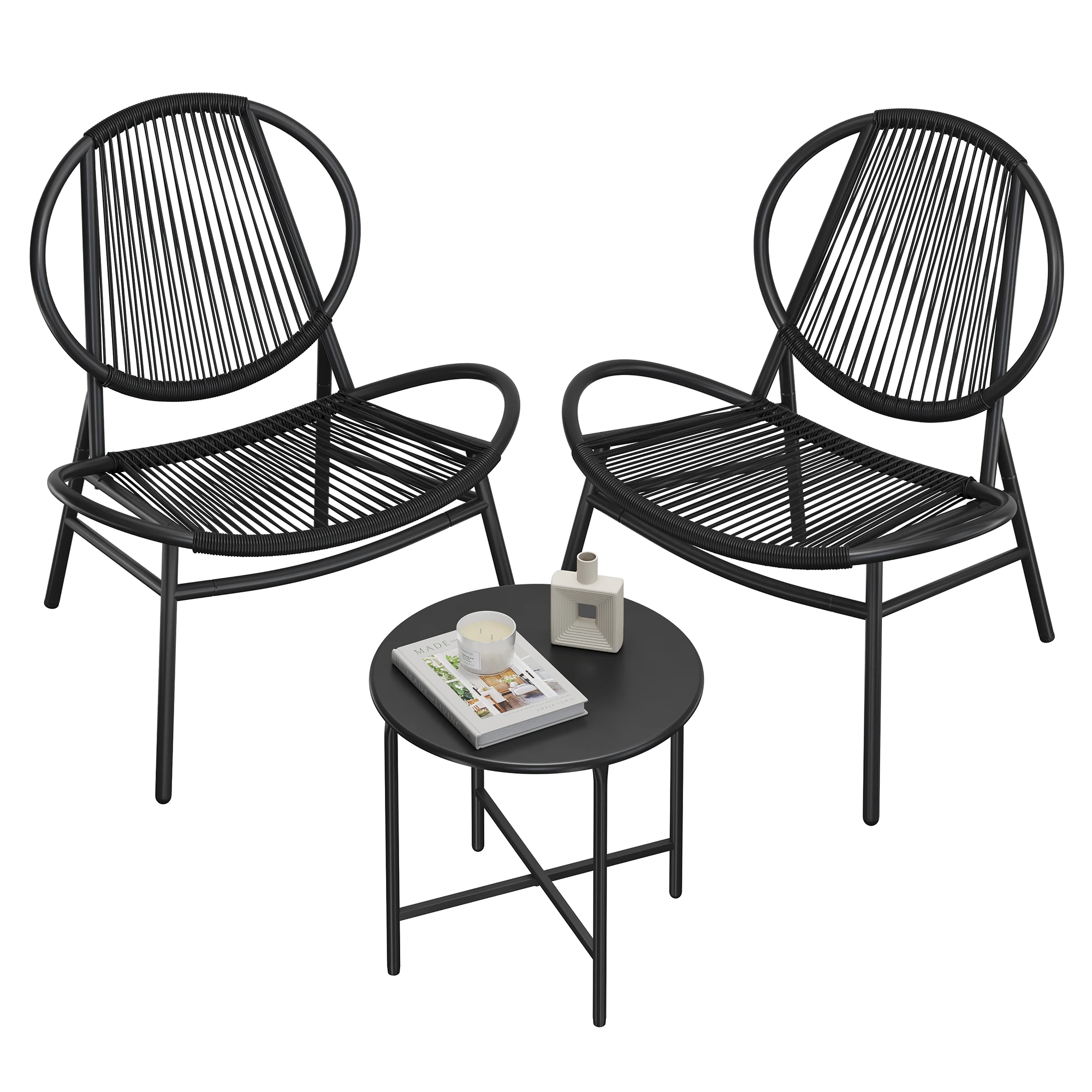 SONGMICS Indoor and Outdoor Conversation Set Acapulco Chairs Outdoor ...