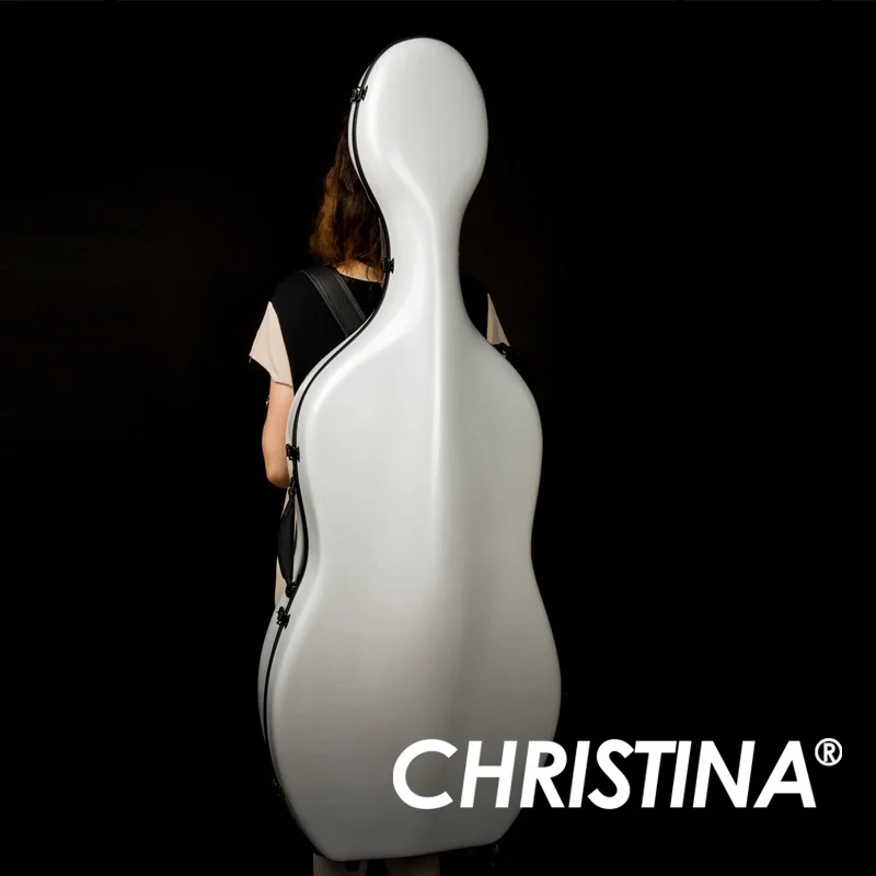 CHRISTINA Carbon Fiber Cello Case, White Dots, with Double Shoulder ...