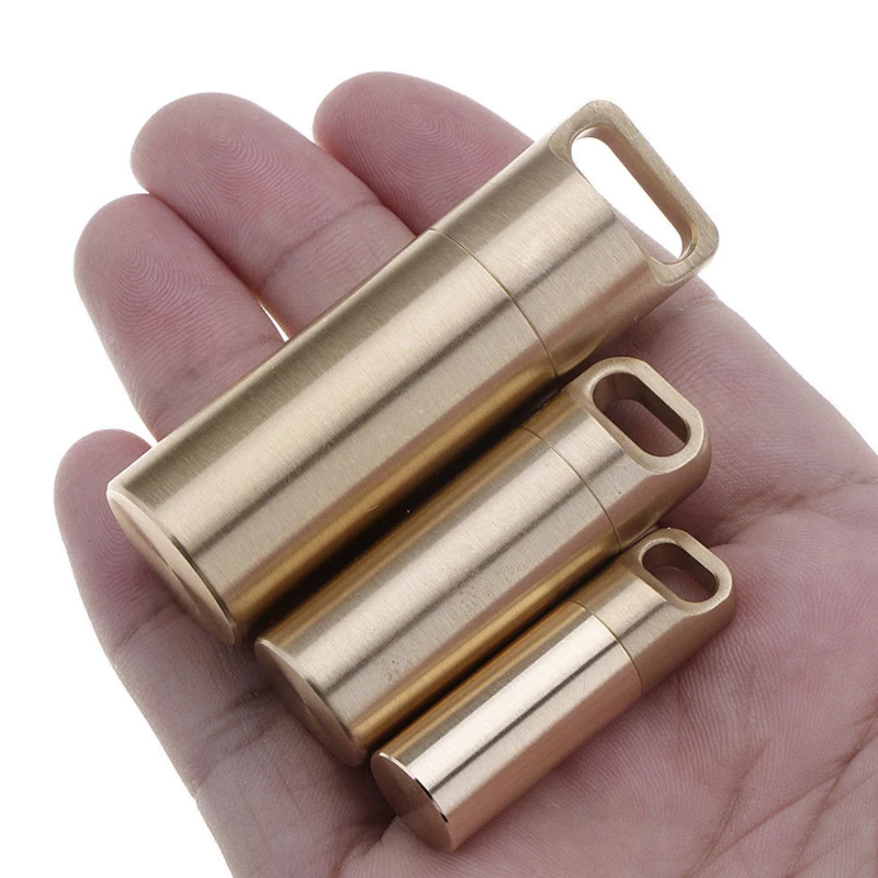 EDC Copper Waterproof Pill Box Portable Travel Vitamin Container Mini ...
