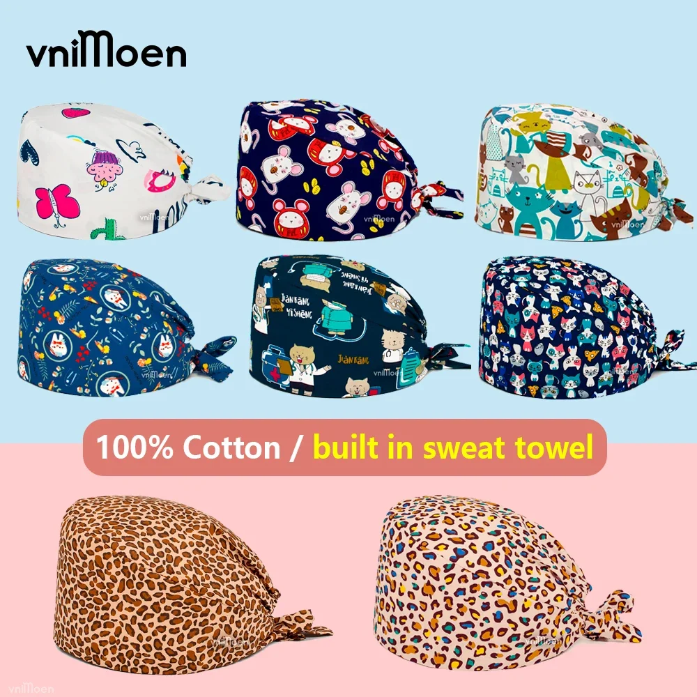 Surgical-cap-cotton-cartoon-anime-printing-hats-adjustable-scrubs-hat ...