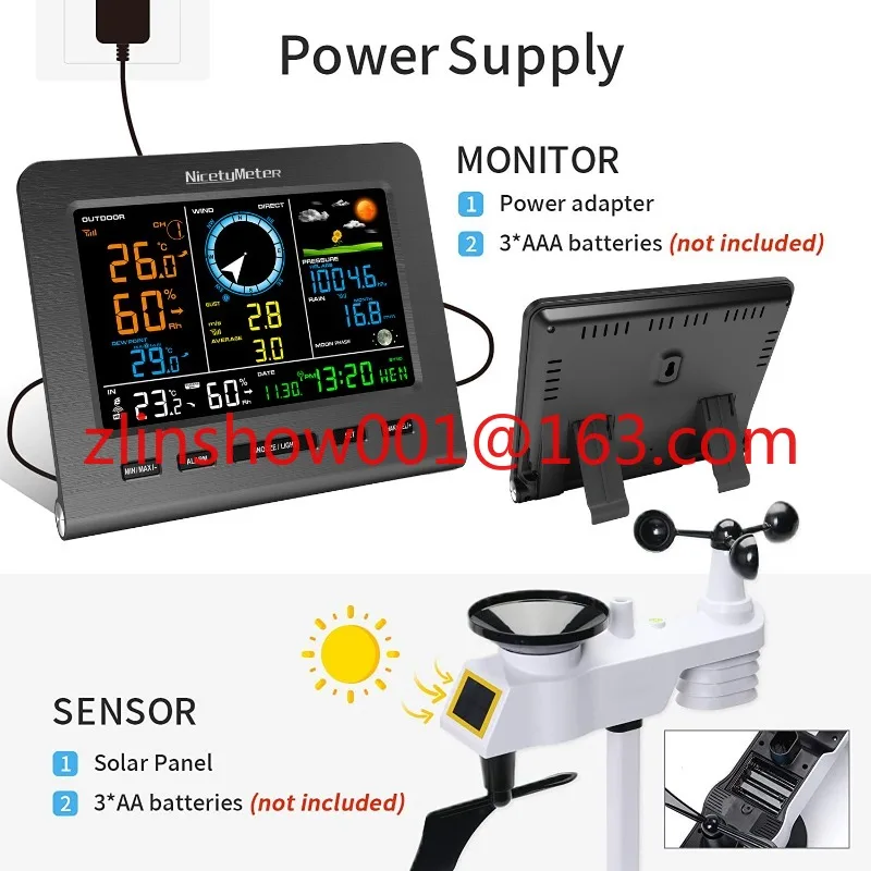 Wireless weather station weather forecaster anemometer rain gauge ...