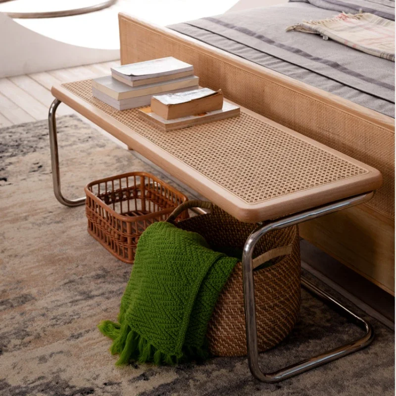 Nordic-Rattan-Changing-Shoe-Stool-Bedroom-Homestay-Bed-Tail-Stool-Porch ...