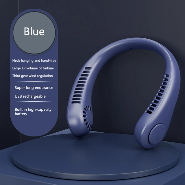 Mini Hanging Neck Fan 2000mAh USB Rechargeable Portable Bladeless Mute ...