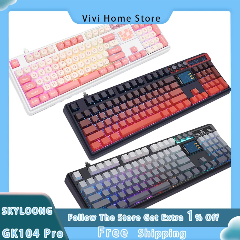 SKYLOONG-GK104-Pro-Mechanical-Keyboard-Customization-3-Mode-Wireless ...