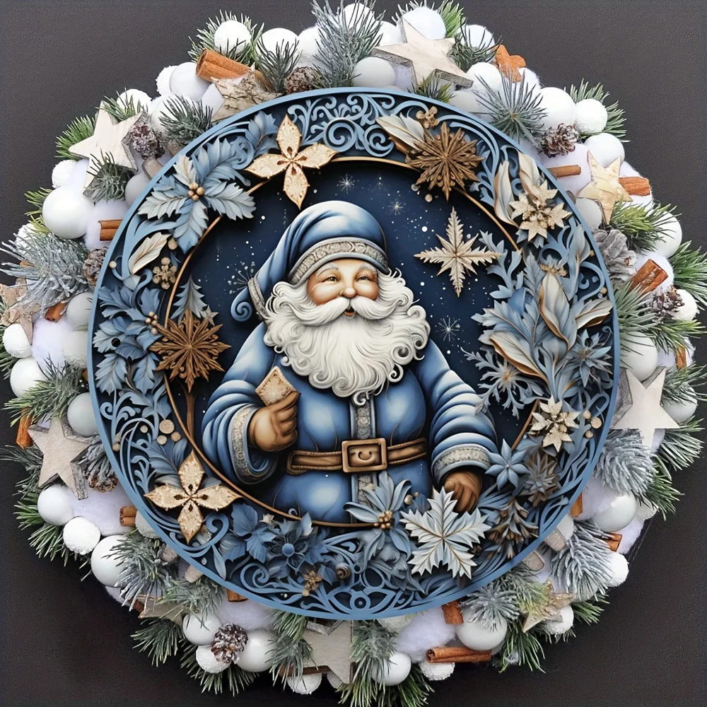 Winter-3D-Santa-Claus-Wreath-Sign-Christmas-acrylic-decorations-Home ...