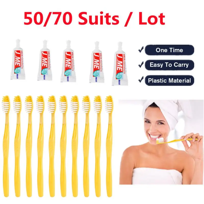 50/70 Sets Toothbrush+toothpaste Kit Disposable Oral Clean Wash Gargle ...