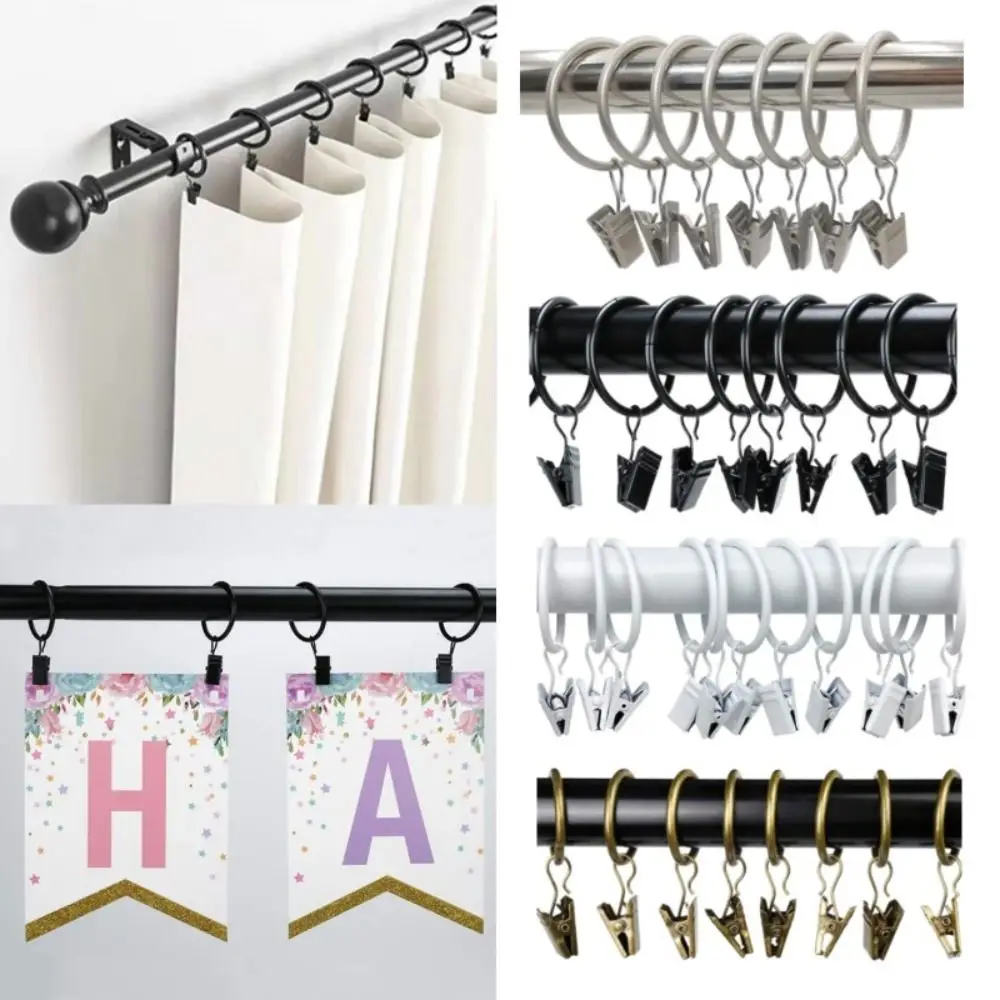 10pcs Curtain Rings Clips Metal Decorative Rustproof Drapery Window ...