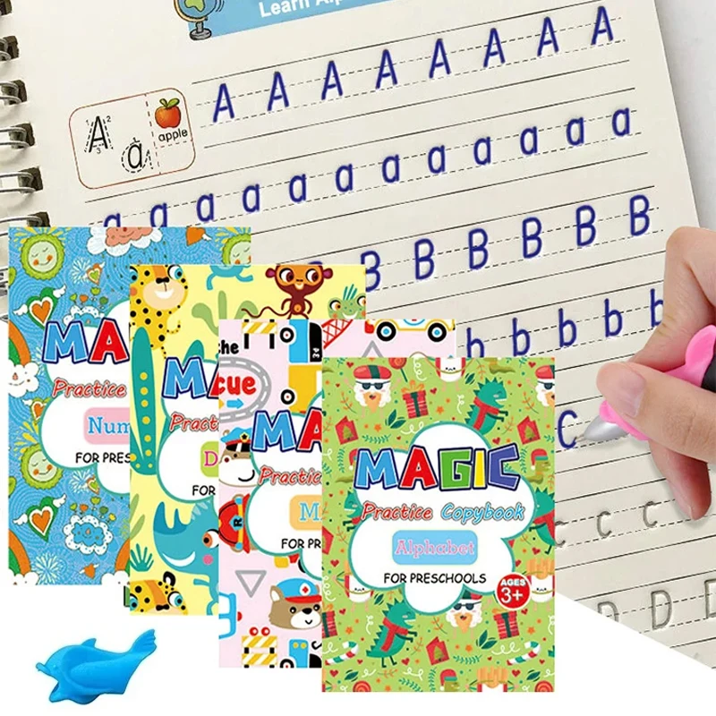4 Books Reusable Calligraphy Copybook Learning Alphabet Painting ...