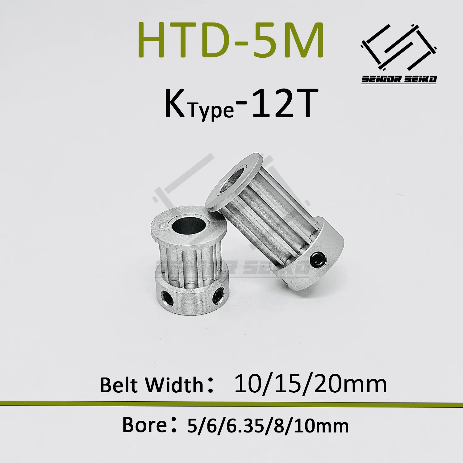 HTD5M Timing Pulley 5M 12teeth Belt Width 10/15/20mm Bore 5/6/6.35/8 ...