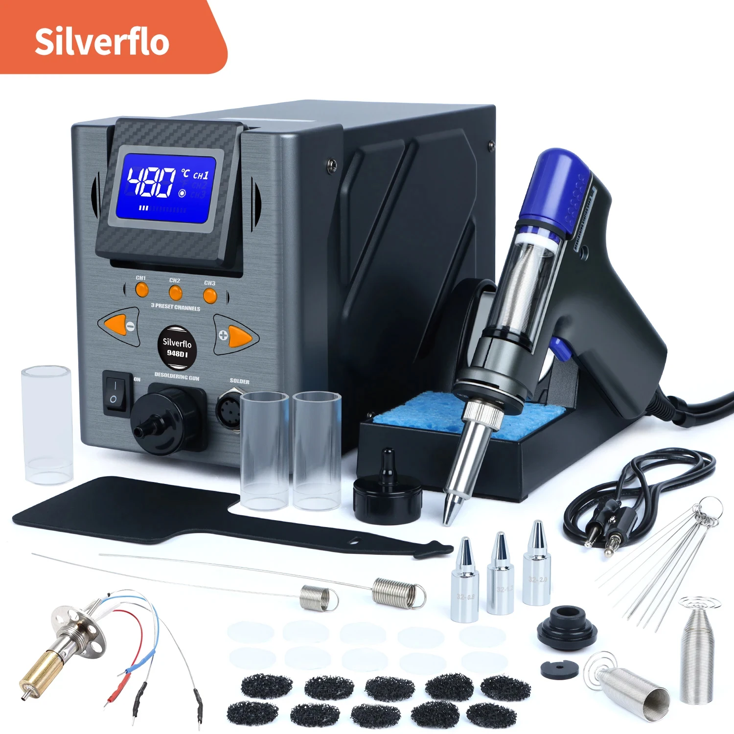 Silverflo 948D-I Desoldering Station 110W Suction Tin Gun Electric ...