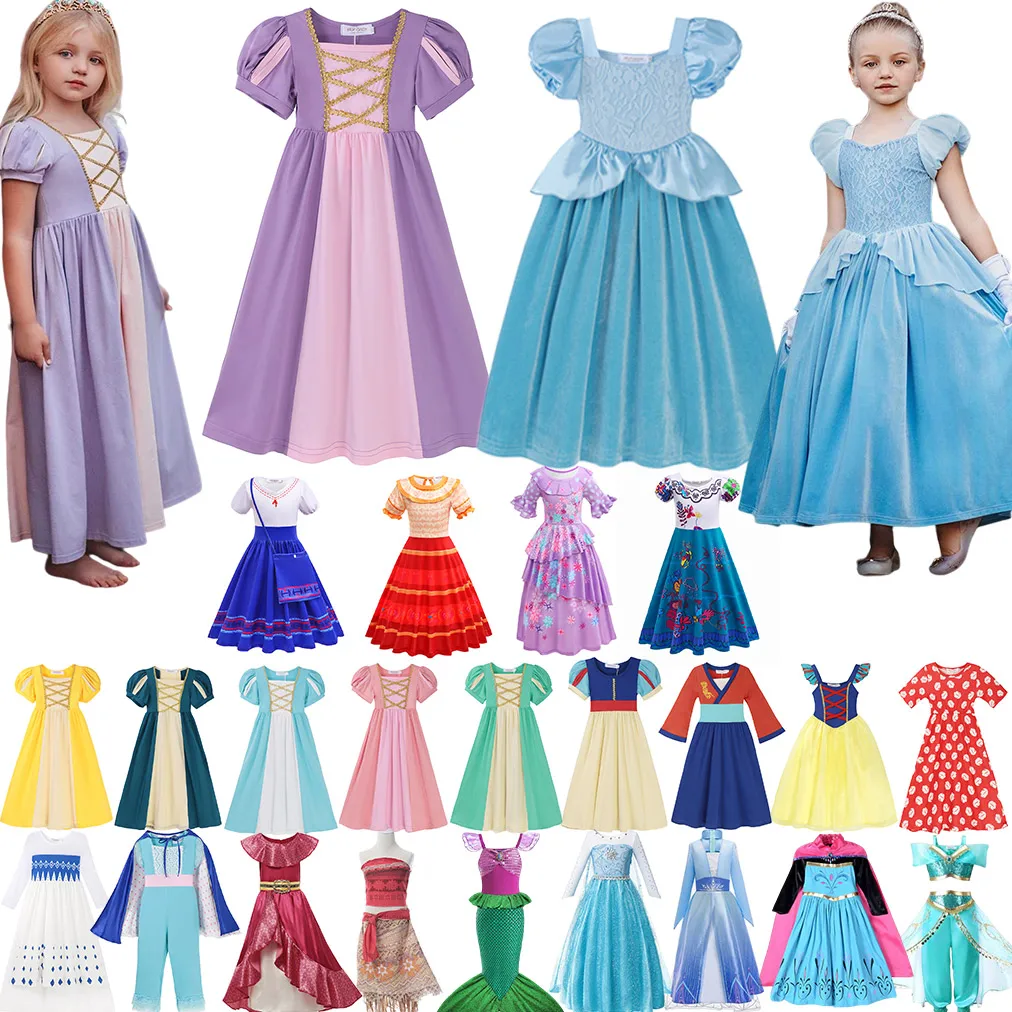 Princesa-de-algod-o-estilo-maxi-vestido-meninas-disney-cinderela-aurora ...