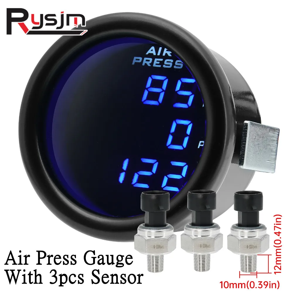 HD-2-52mm-Car-Air-Pressure-Gauge-Three-Digital-Display-220PSI-Air-Ride ...