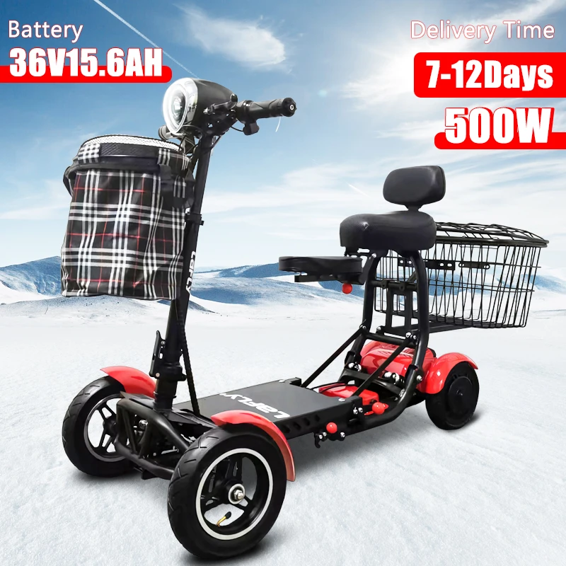4-Wheels-Lightweight-Scooter-Handicapped-Mobility-Scooter-500W ...