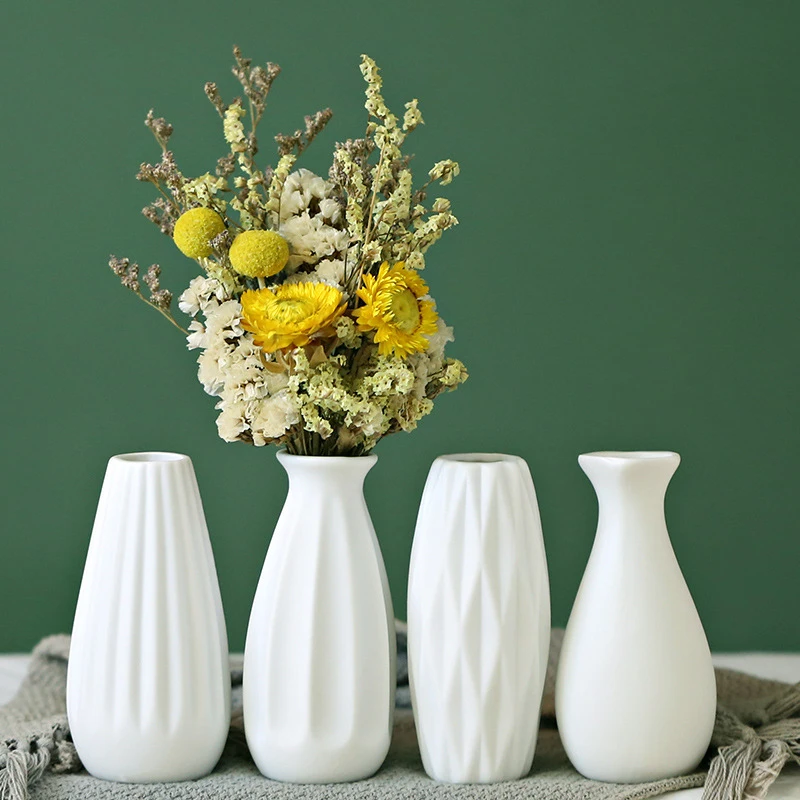 White-Mini-Ceramic-Vase-Simple-Nordic-Flower-Vase-Home-Living-Room ...