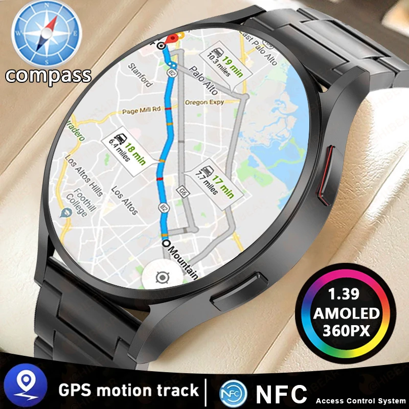 NFC-GPS-Track-Compass-Watch-6-Smart-Watch-Men-Amoled-Always-Display ...
